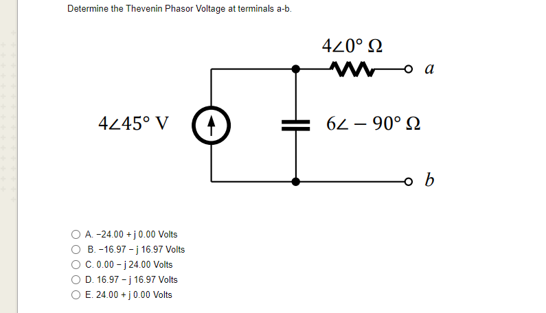 Solved Determine the Thevenin Phasor Voltage at terminals | Chegg.com