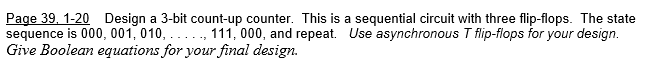 Solved Page 39. 1-20 Design a 3-bit count-up counter. This | Chegg.com