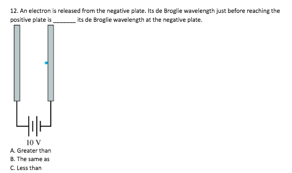 Solved 12. An electron is released from the negative plate. | Chegg.com