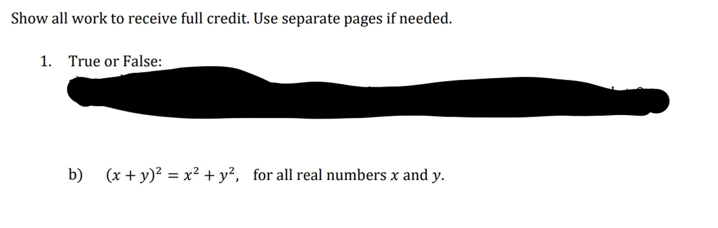 Solved Show all work to receive full credit. Use separate | Chegg.com Solved Show all work to receive full credit. Use separate | Chegg.com