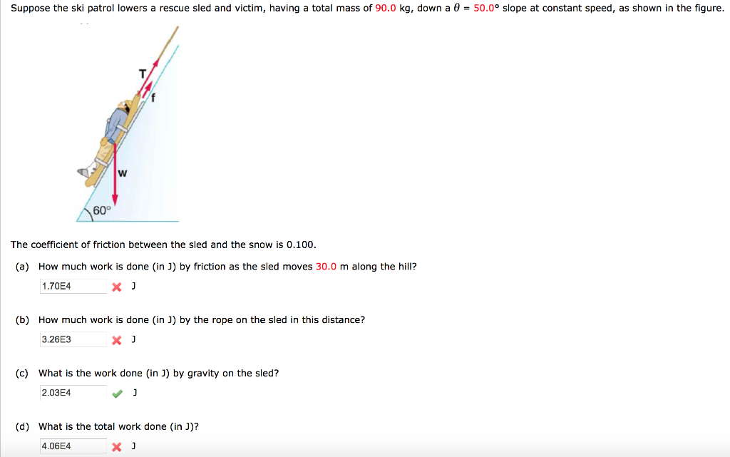 Solved Suppose the ski patrol lowers a rescue sled and | Chegg.com