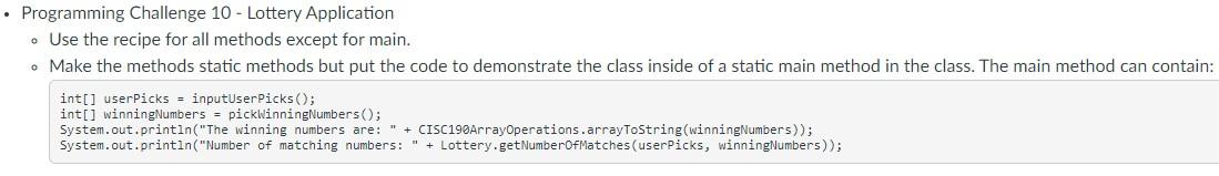 Solved 10. Lottery Application Write a Lottery class that | Chegg.com
