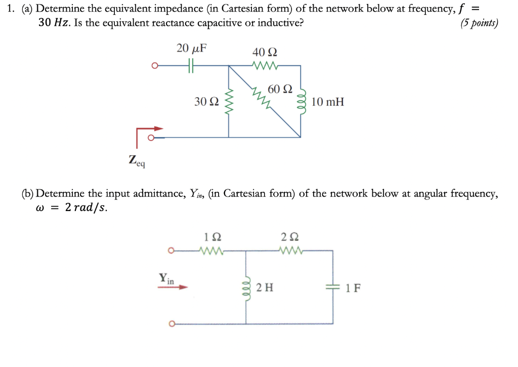 Solved 1. (a) Determine the equivalent impedance (in | Chegg.com