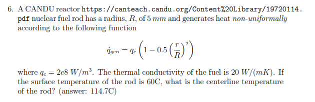 Solved 6. A CANDU reactor | Chegg.com