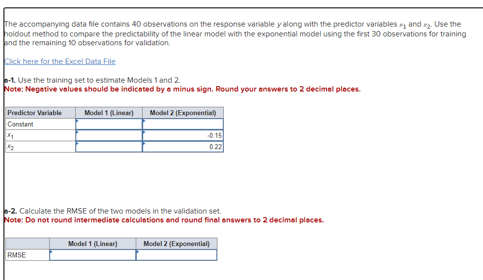 Solved The accompanying data file contains 40 observations | Chegg.com