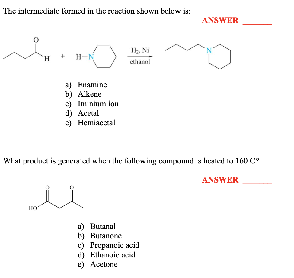 Solved The intermediate formed in the reaction shown below | Chegg.com