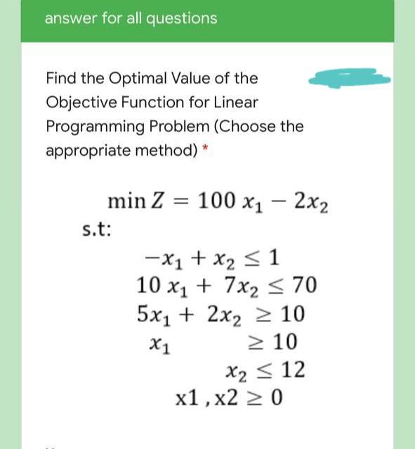 Solved answer for all questions Find the Optimal Value of | Chegg.com