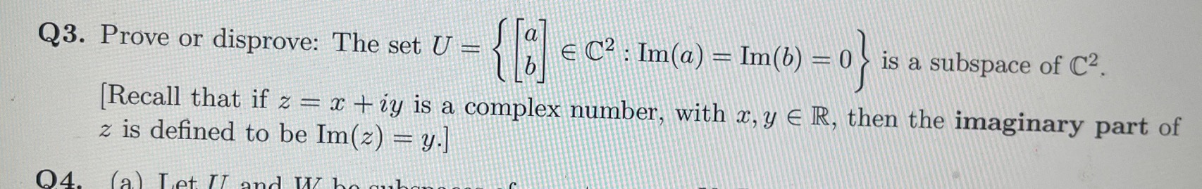 Solved Q3. Prove or disprove: The set | Chegg.com