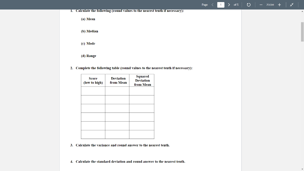 1. Calculate the following (round values to the | Chegg.com