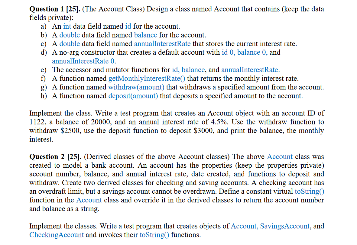 Solved I need answer in c++ and I have to use getters and | Chegg.com Solved I need answer in c++ and I have to use getters and | Chegg.com