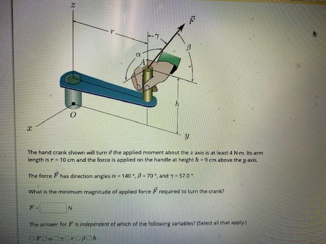 Solved 2 16 h 2 y The hand crank shown will turn if the | Chegg.com