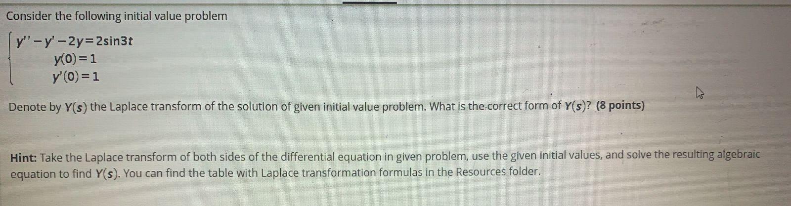 Solved Consider the following initial value problem | Chegg.com