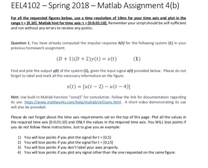 Solved EEL4102-Spring 2018-Matlab Assignment 4(b) range t | Chegg.com