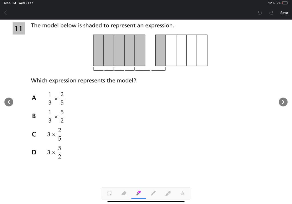 Solved 6:44 PM Wed 2 Feb 2%) Save The model below is shaded | Chegg.com