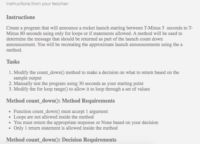 Solved Instructions from your teacher: Instructions Create a | Chegg.com