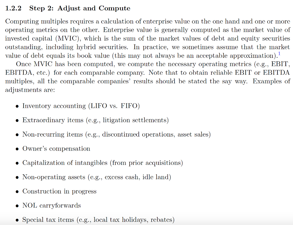 Solved 1 Corporate Valuation and Market Multiples Market | Chegg.com