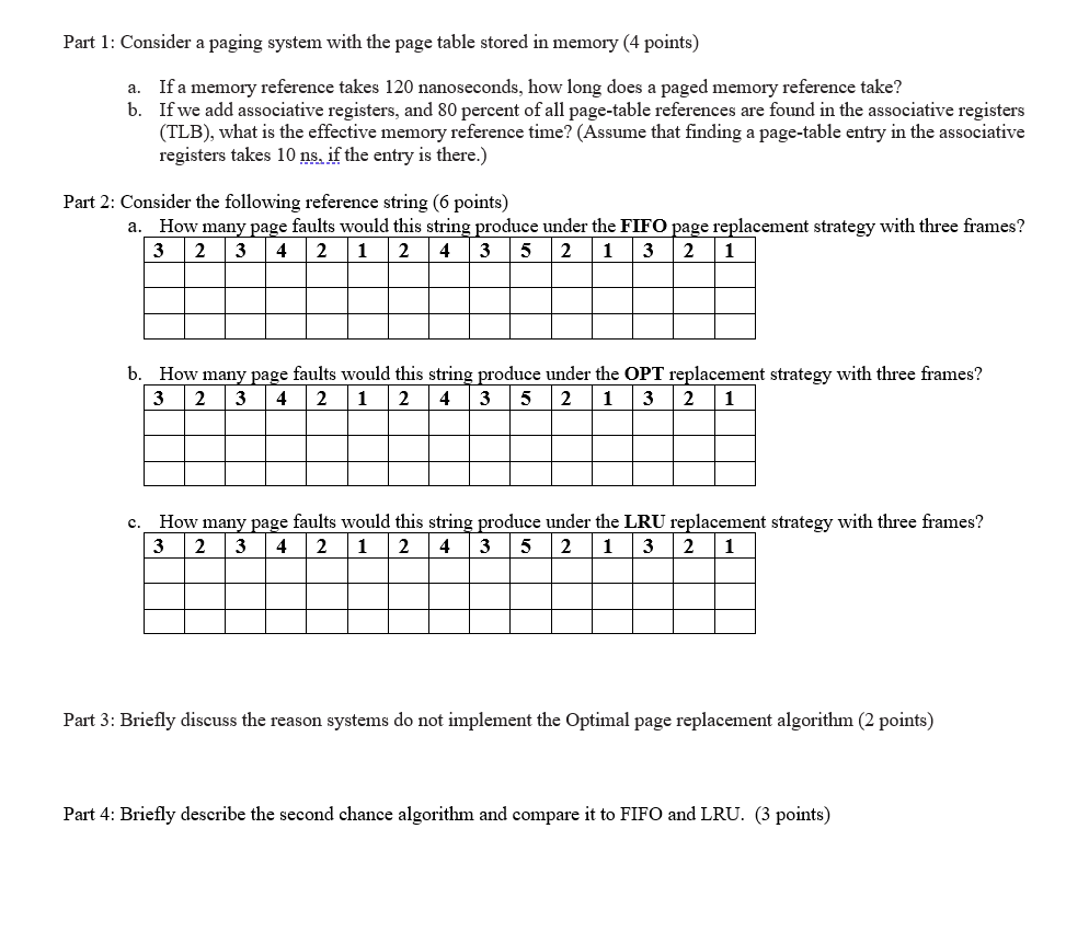Solved Part 1: Consider a paging system with the page table | Chegg.com