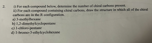 Solved i) For each compound below, determine the number of | Chegg.com