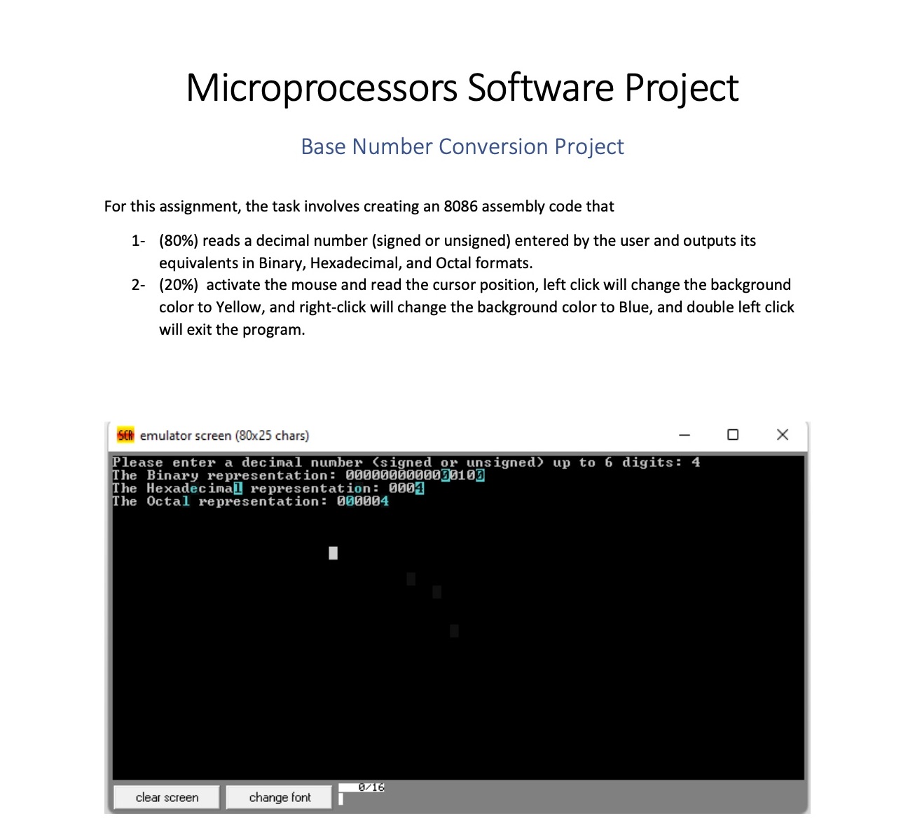 Solved Microprocessors Software ProjectBase Number | Chegg.com