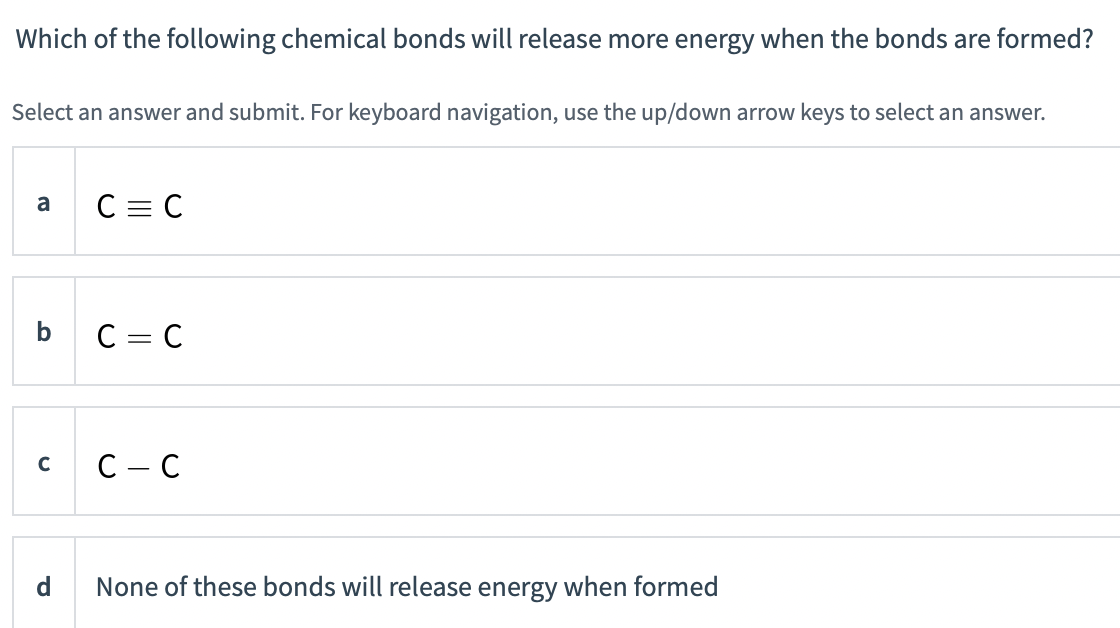 Solved Which of the following chemical bonds will release | Chegg.com