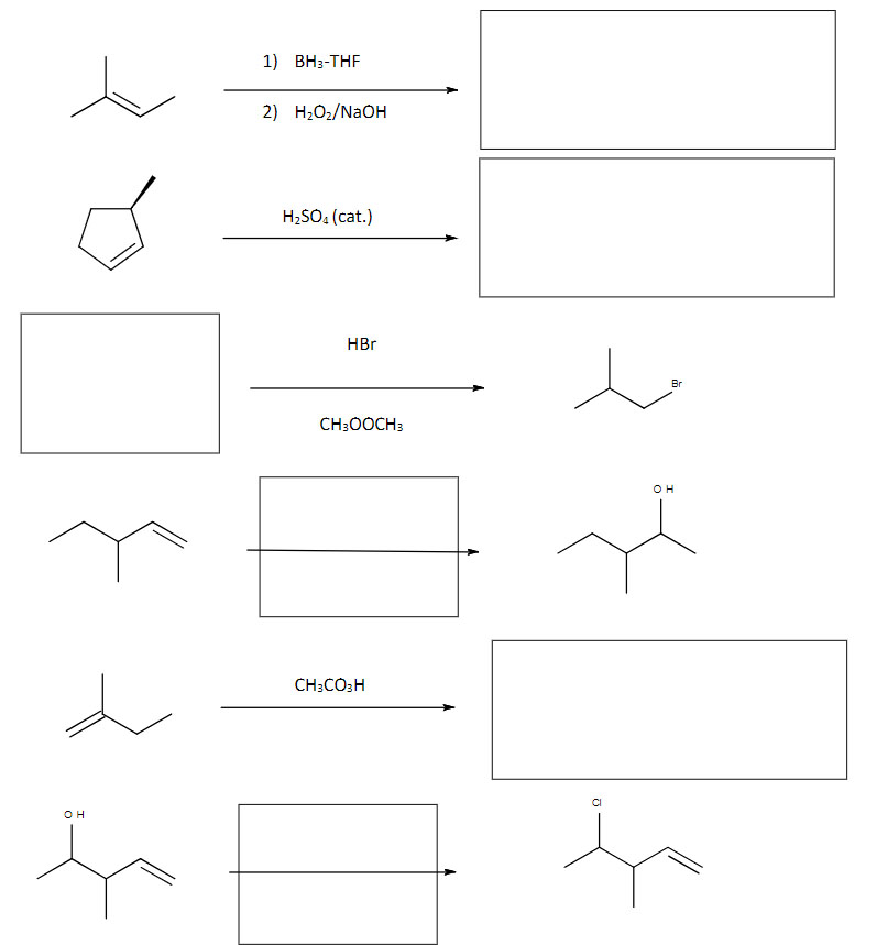 Solved 1) BH3-THE 2) H2O2/NaOH H2SO. (cat.) HBr w Br | Chegg.com