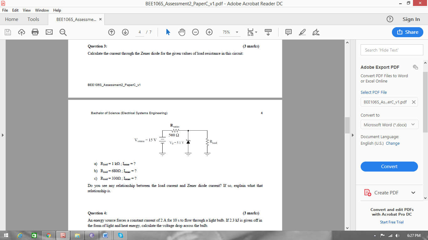 Solved BEE 106S_Assessment2_Paperc_v1.pdf - Adobe Acrobat | Chegg.com