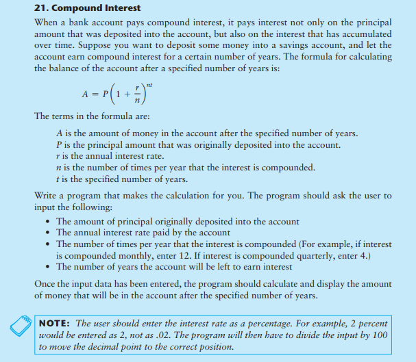 Solved 21. Compound Interest When a bank account pays | Chegg.com