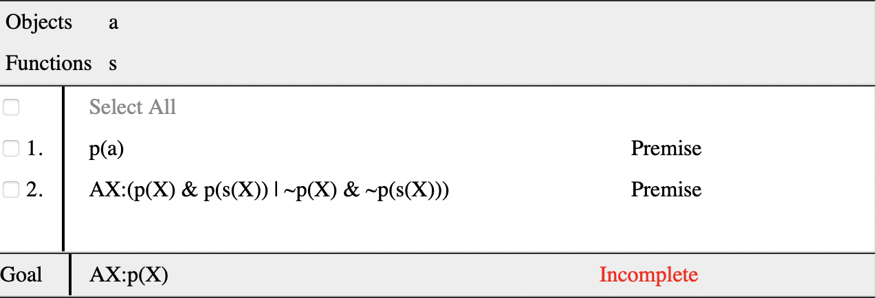 Solved Objects a Functions s Select All 1. p(a) Premise 2. | Chegg.com