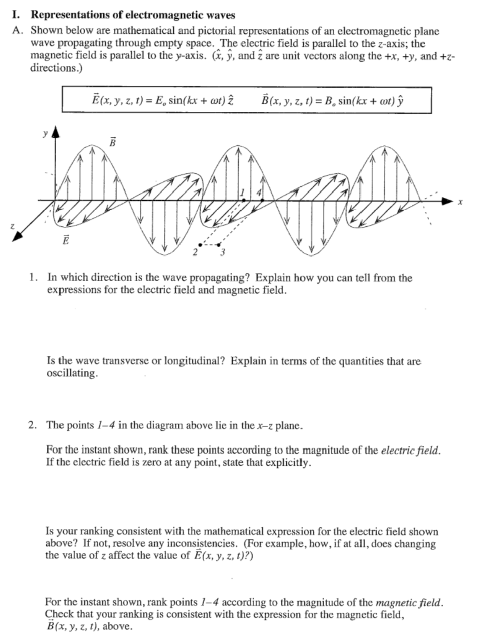 Solved Representations of electromagnetic waves A. Shown | Chegg.com