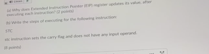 Solved Listen (a) Why does Extended Instruction Pointer | Chegg.com