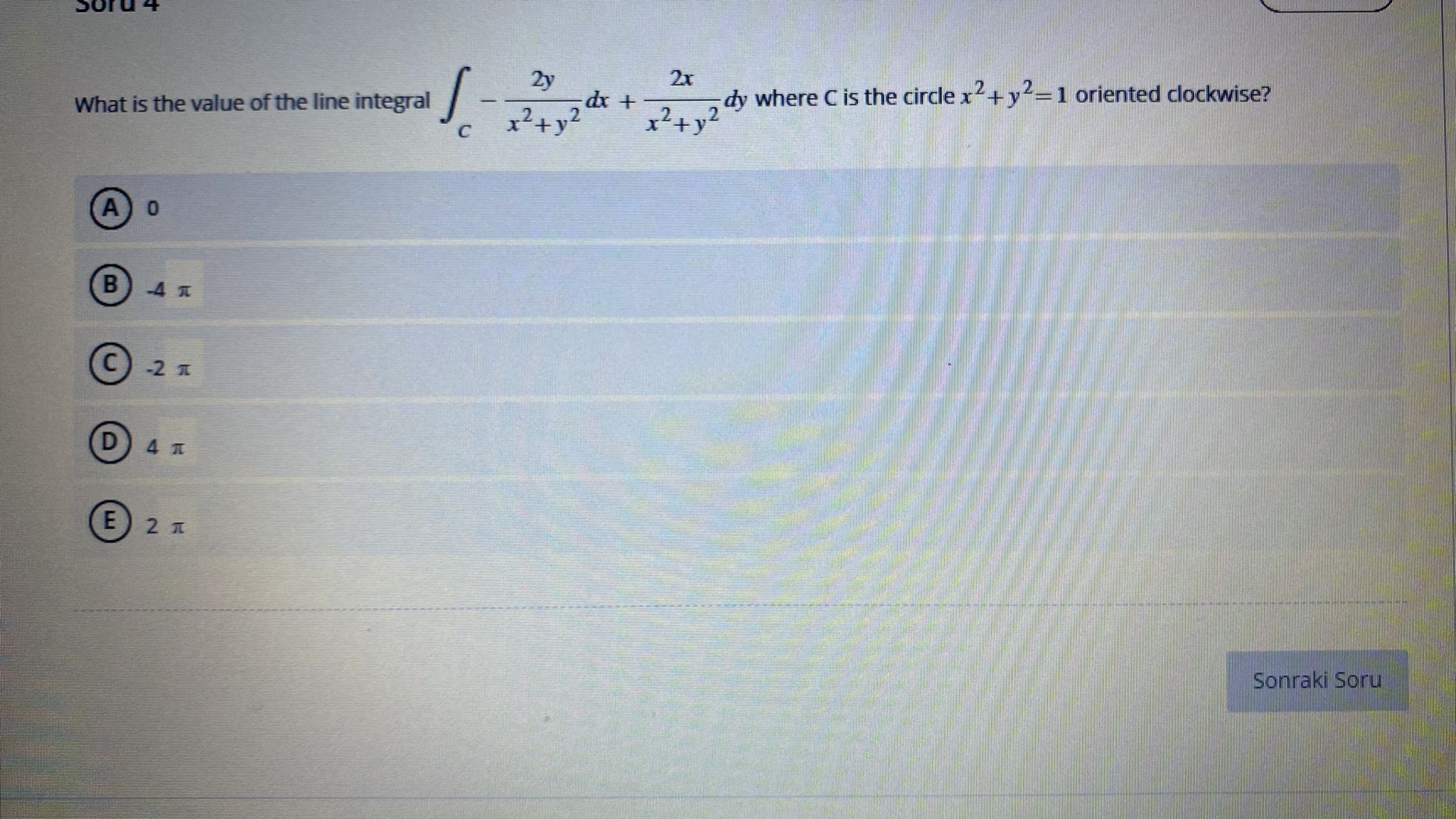Solved What is the value of the line integral | Chegg.com