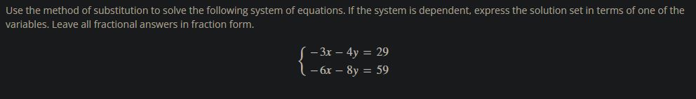 Solved Use the method of substitution to solve the following | Chegg.com