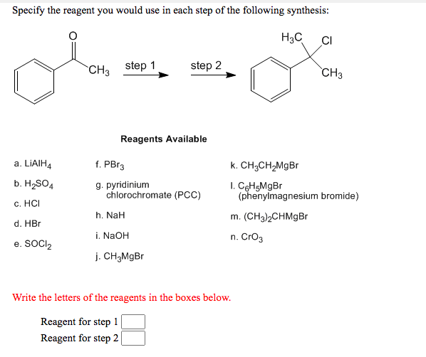 Solved Specify the reagent you would use in each step of the | Chegg.com