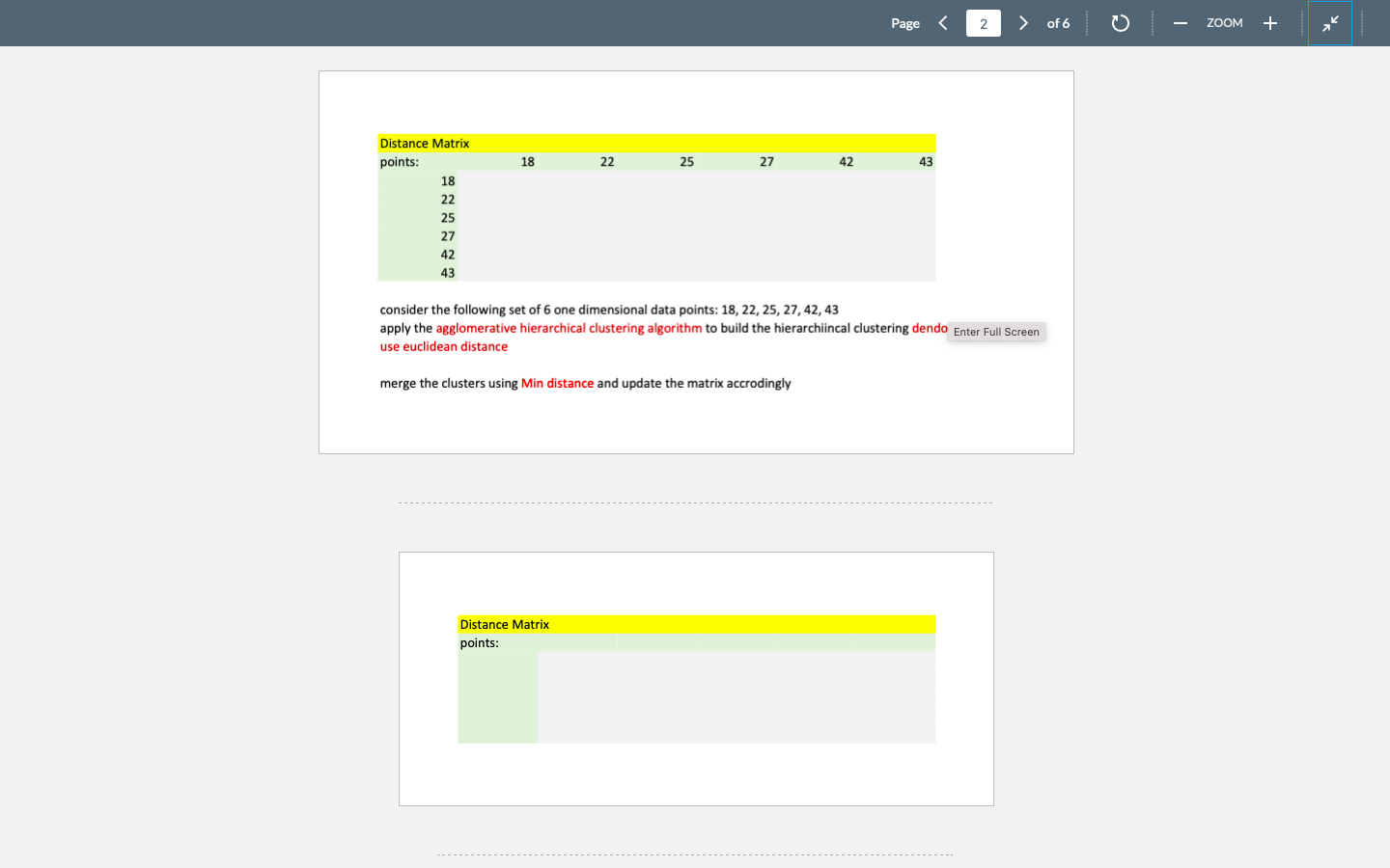 Solved consider the following set of 6 one dimensional data | Chegg.com