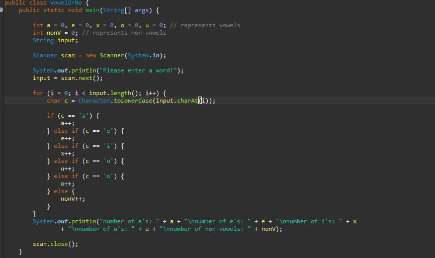 Solved Java: My program looks at a string and prints how | Chegg.com