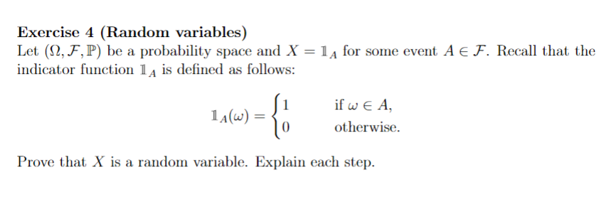 Solved Exercise 4 (Random variables)Let (Ω,F,P) ﻿be a | Chegg.com