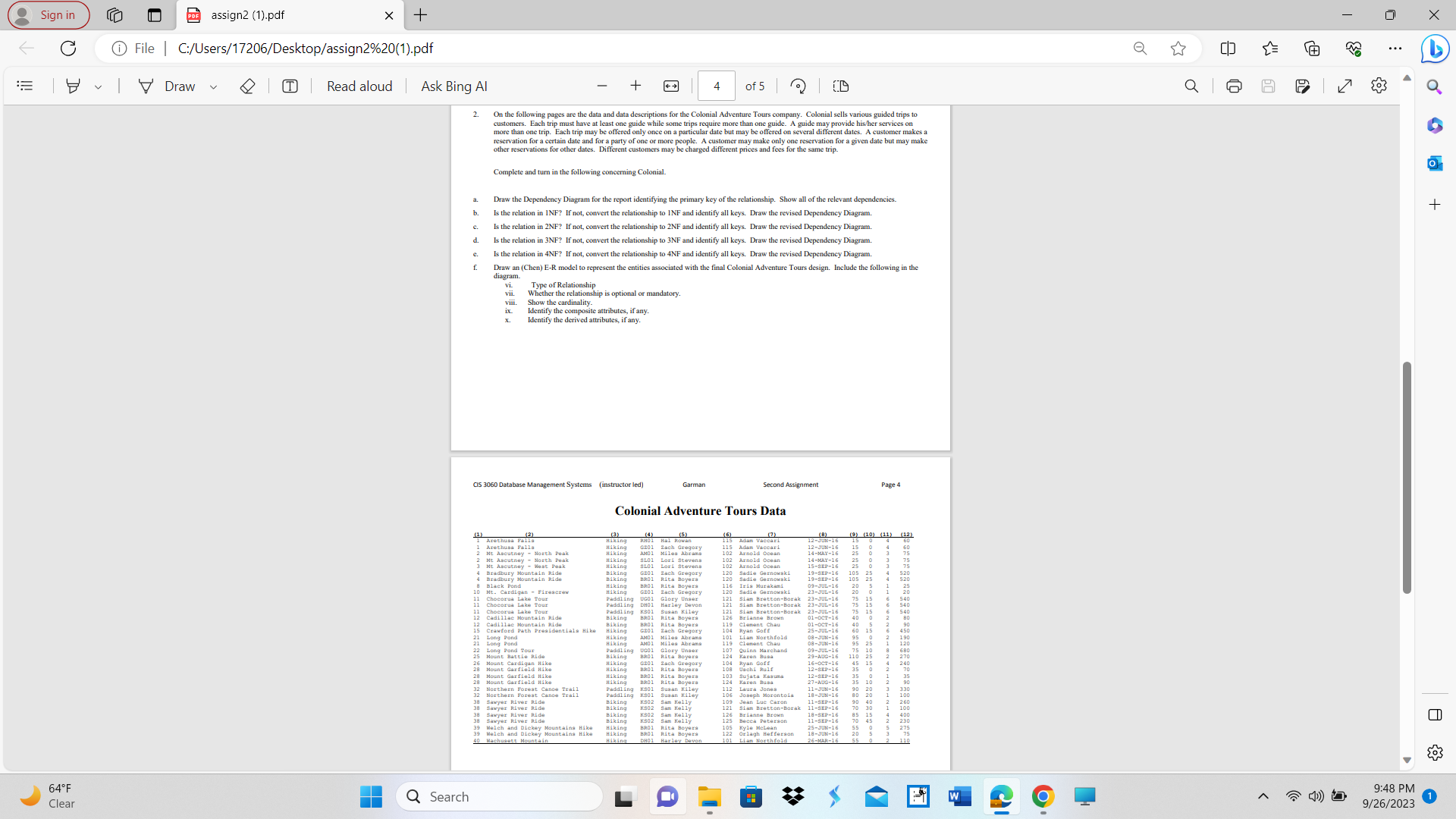 Solved Colonial Adventure Tours Data Column DescriptionsCol. | Chegg.com