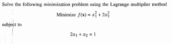 Solved Solve the following minimization problem using the | Chegg.com