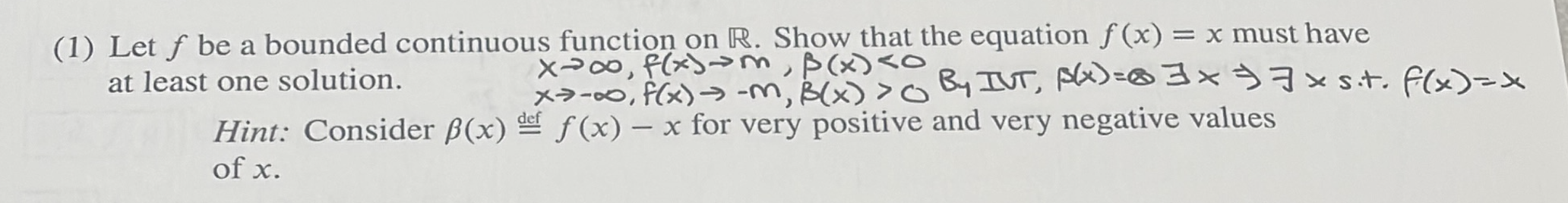 Solved (1) ﻿Let f be ﻿a bounded continuous function on R. | Chegg.com