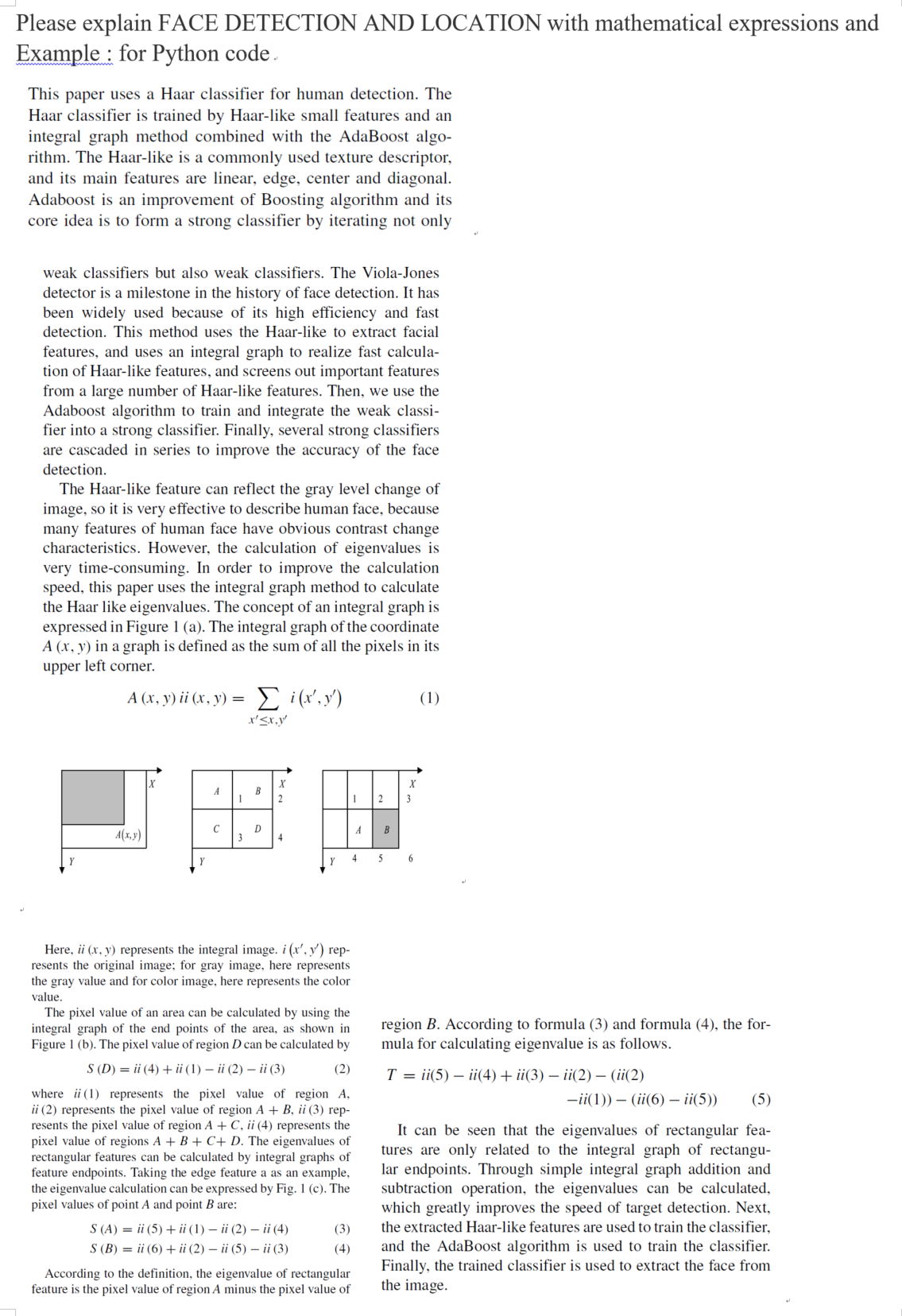 Solved Please explain FACE DETECTION AND LOCATION with | Chegg.com