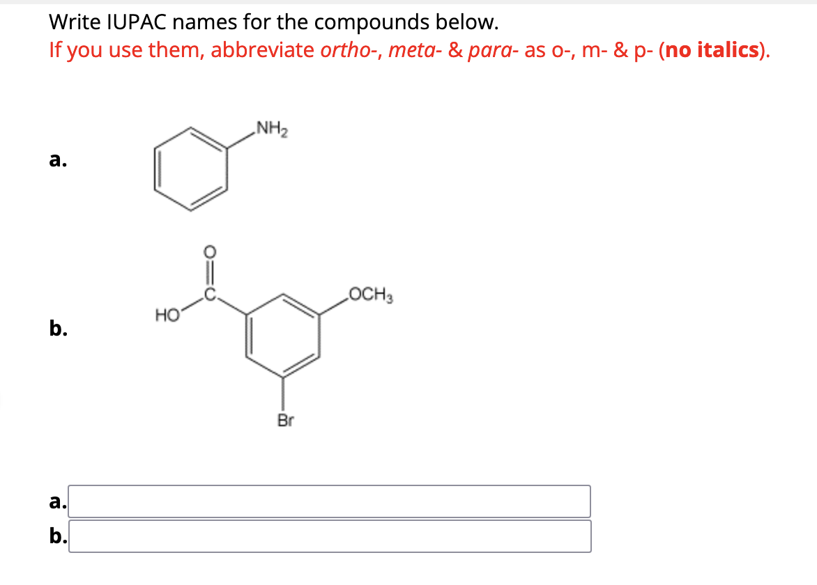 Solved Write IUPAC names for the compounds below. If you use | Chegg.com