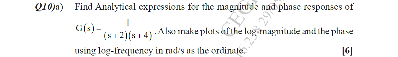 Solved Q10)a) Find Analytical expressions for the magnitude | Chegg.com