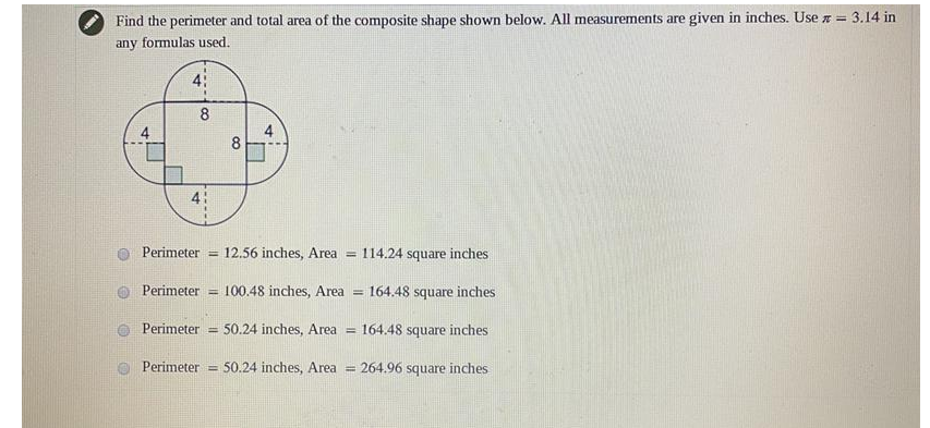 Solved Find the perimeter and total area of the composite | Chegg.com