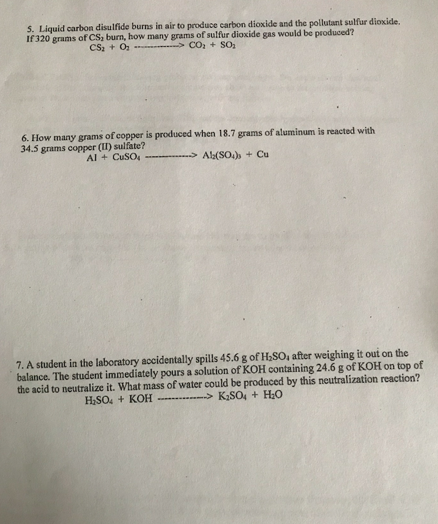 Solved S. Liquid carbon disulfide burns in air to produce | Chegg.com
