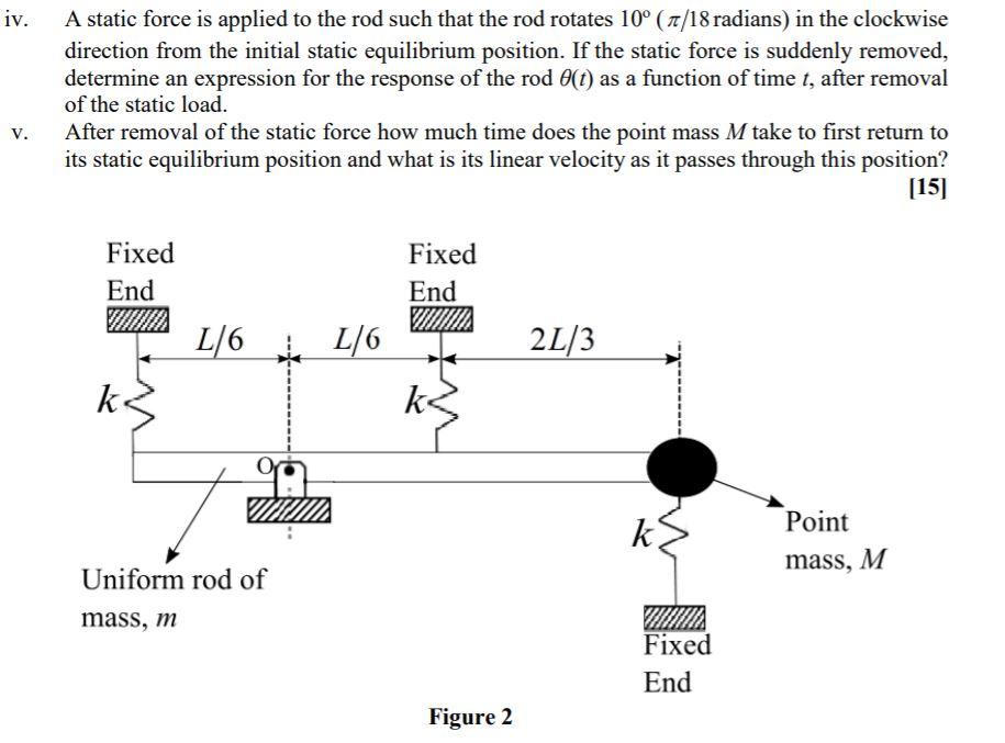 Solved Question 2 A uniform rod of mass m is pivoted at a | Chegg.com