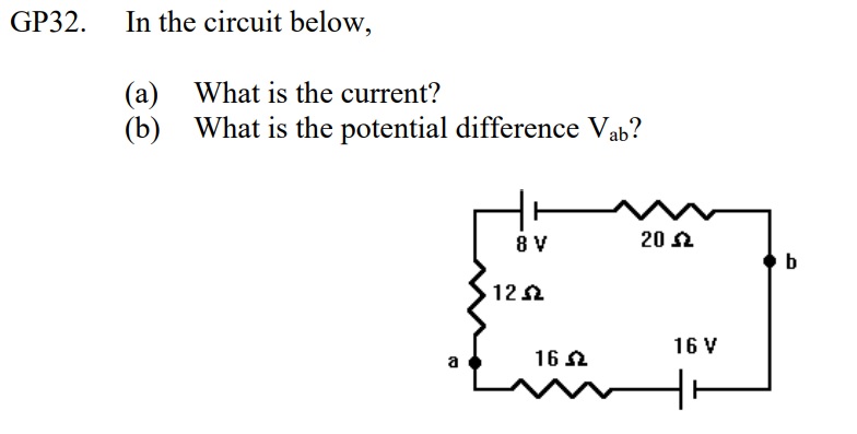Solved 2. In the circuit below, (a) What is the current? (b) | Chegg.com