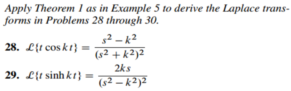 Solved Apply Theorem 1 as in Example 5 to derive the Laplace | Chegg.com