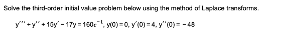 Solved Solve the third-order initial value problem below | Chegg.com