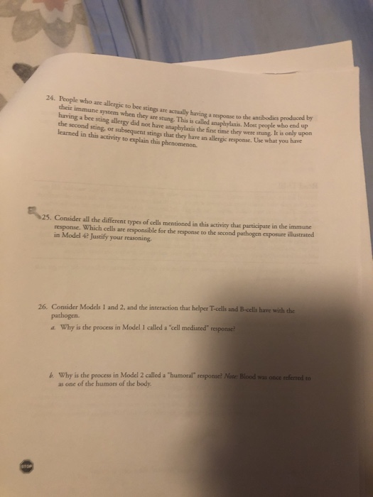 Solved Model 3 - Adaptive Immunity Label the following items | Chegg.com