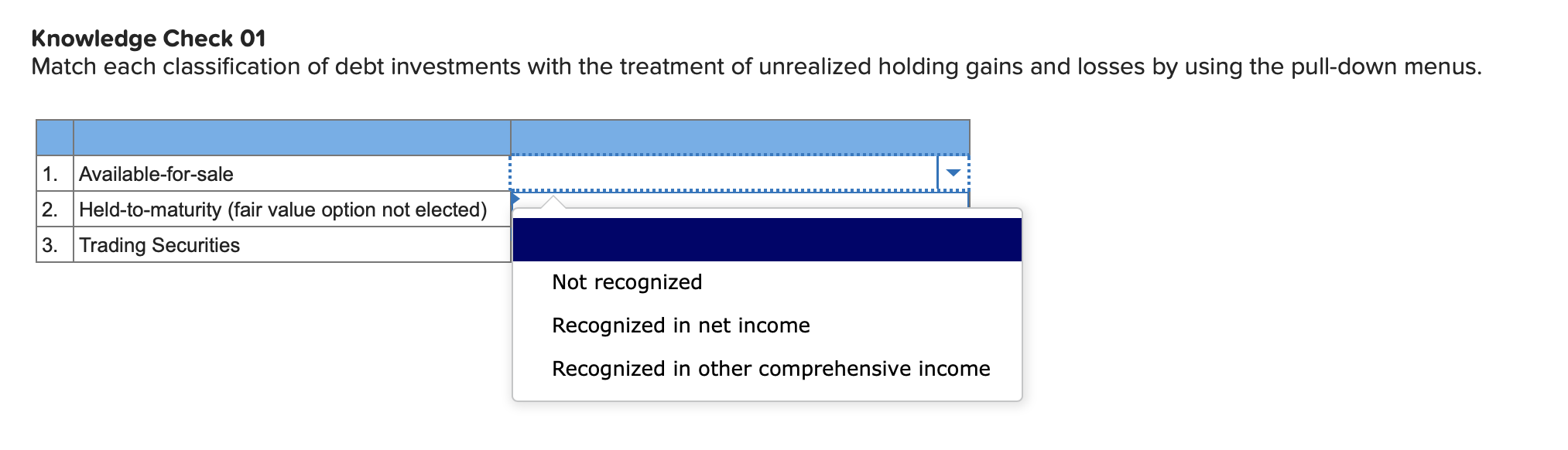Solved Knowledge Check 01 Match each classification of debt | Chegg.com